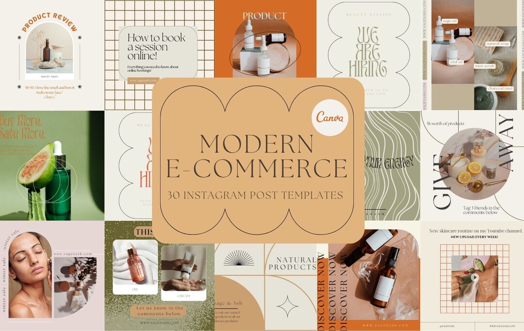 Modern E-commerce Instagram Post Templates, Fully Editable in Canva - Etsy