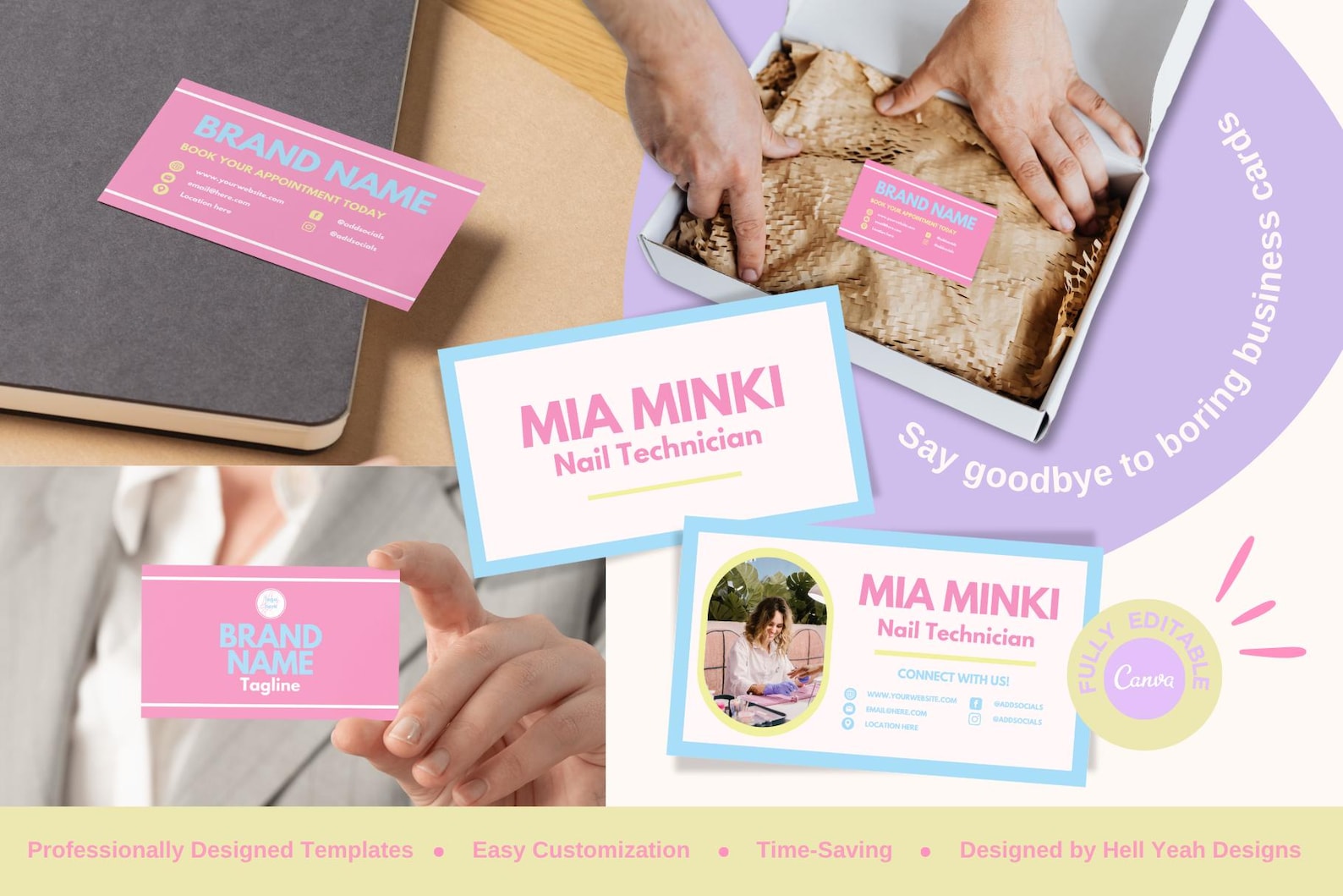 Pretty Pop Business Card Canva Templates - Etsy