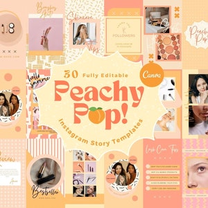 Peachy Pop Instagram Story Templates, Fully Editable in Canva - Etsy