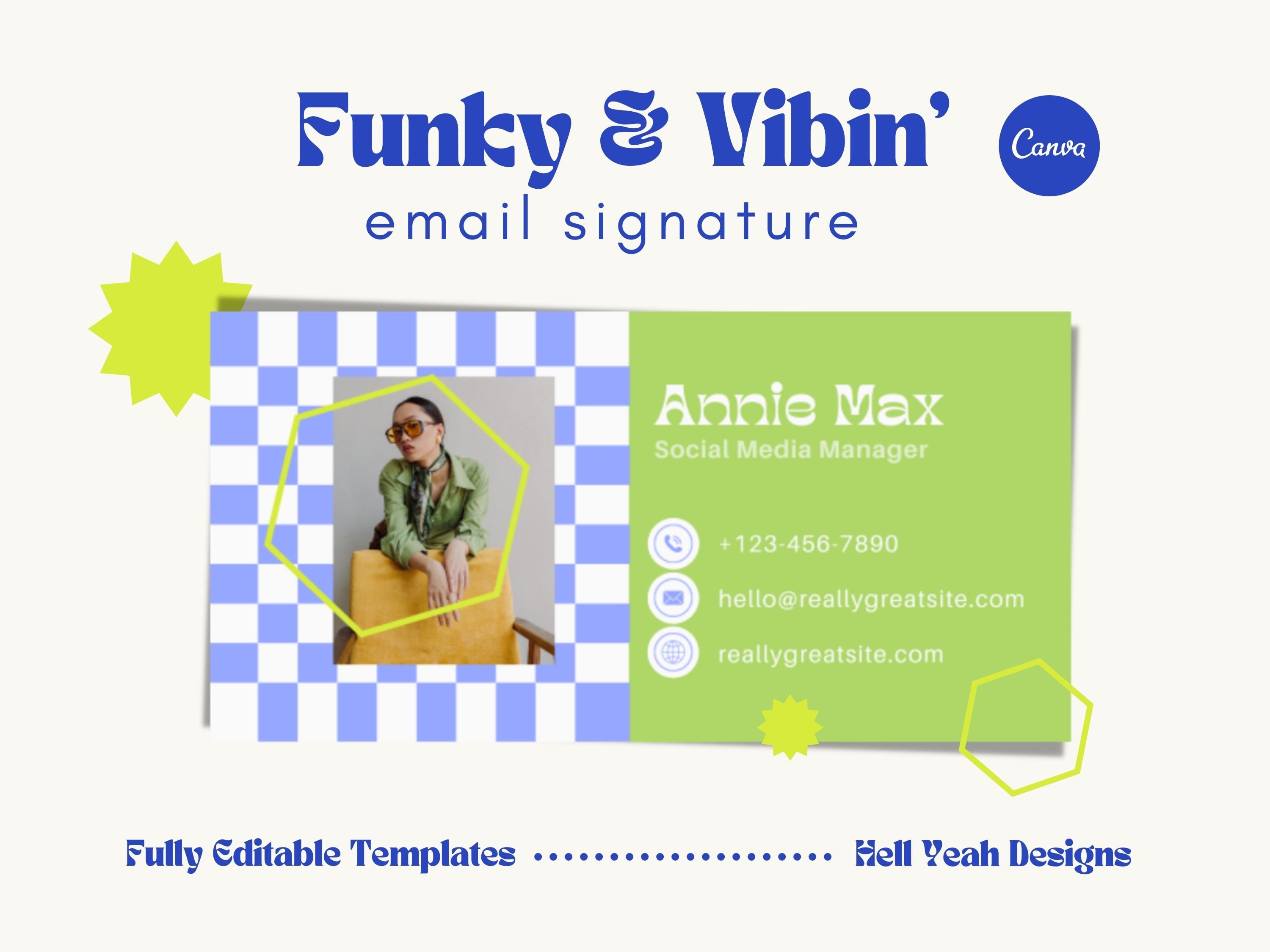 Funky Email Signature Template Design Edtable in Canva - Etsy