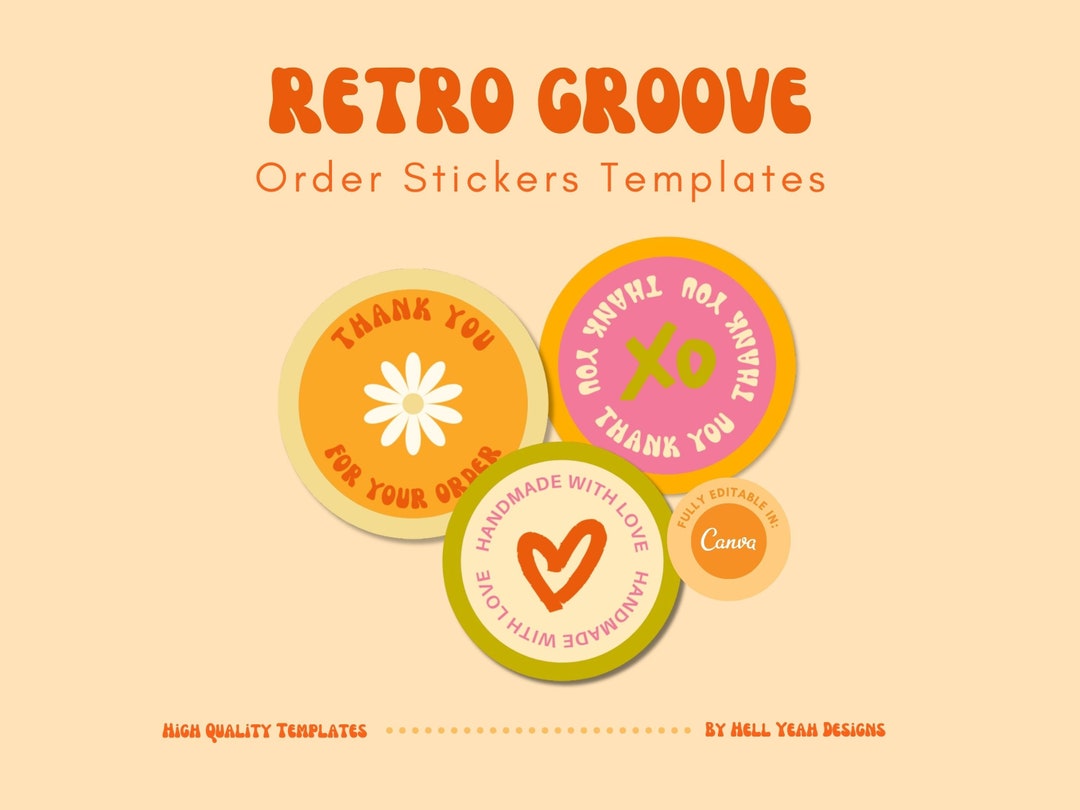 Retro Groove Stickers, Thank You Labels, DIY Packaging Stickers - Etsy