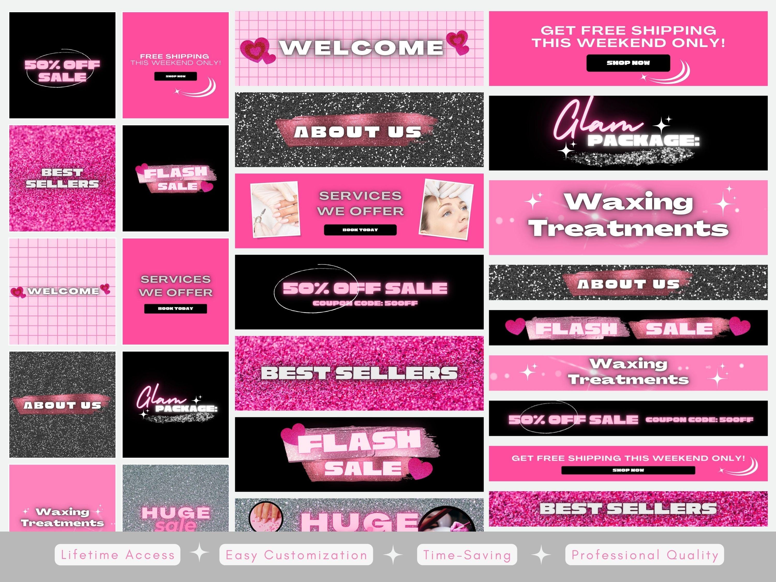 Glam Girl Web Banners Templates Fully Editable in Canva - Etsy