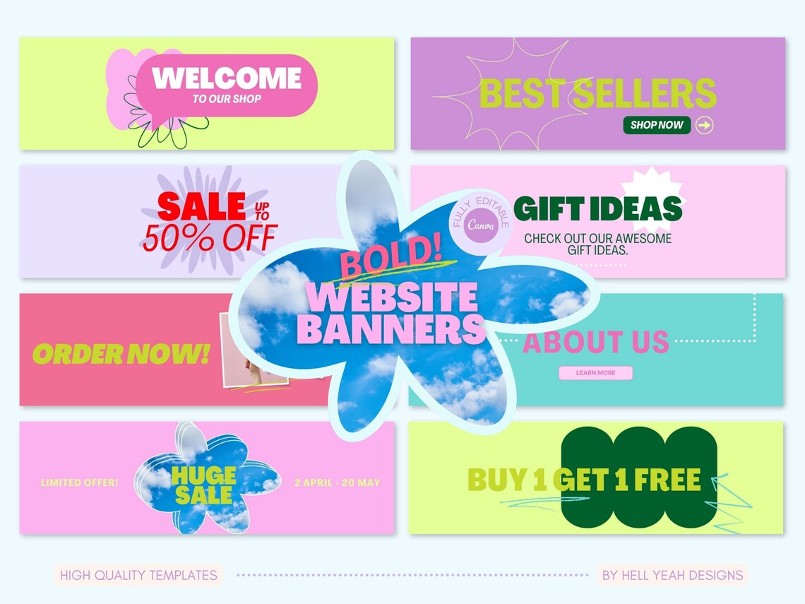 BOLD Website Banner Templates Bundle Fully Editable in Canva - Etsy