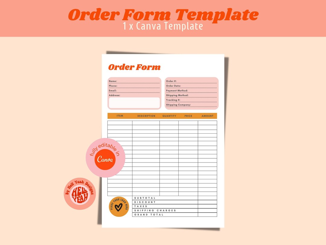 Order Forms Template - Fully Editable in Canva - Etsy