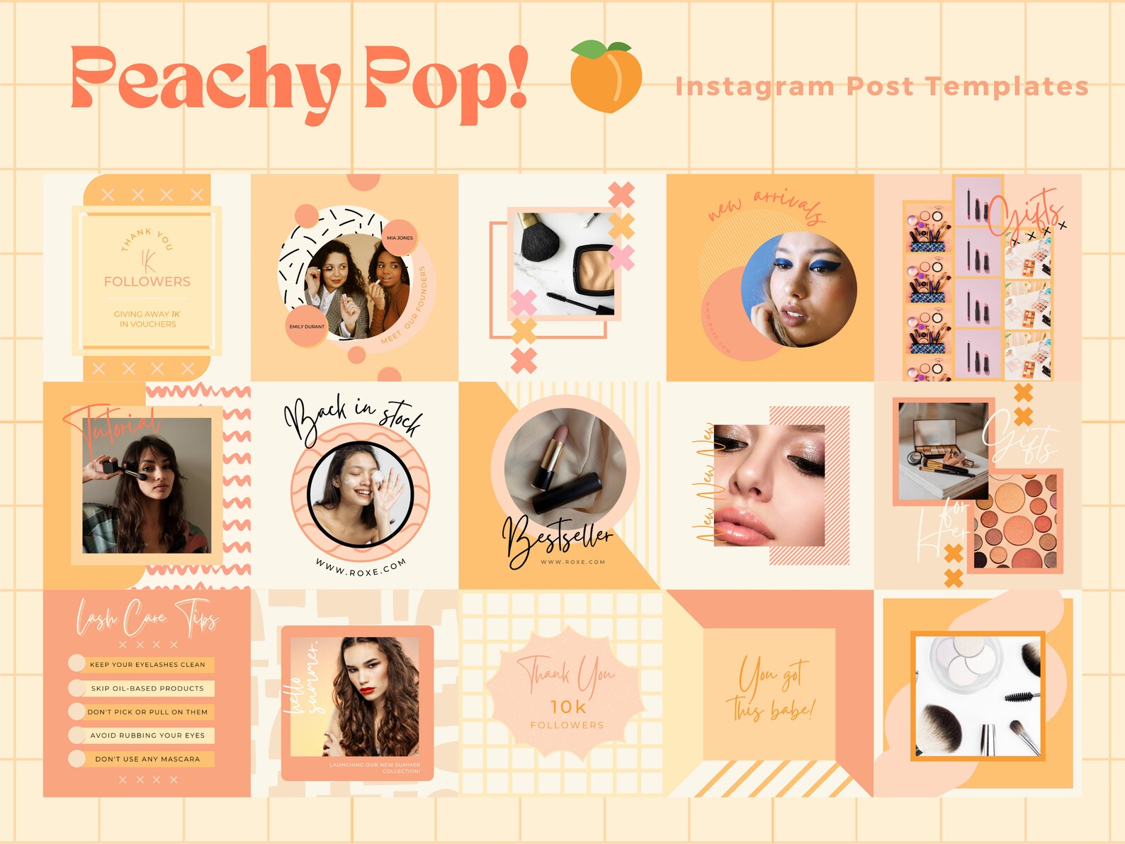 Peachy Pop Instagram Post Templates Canva - Etsy