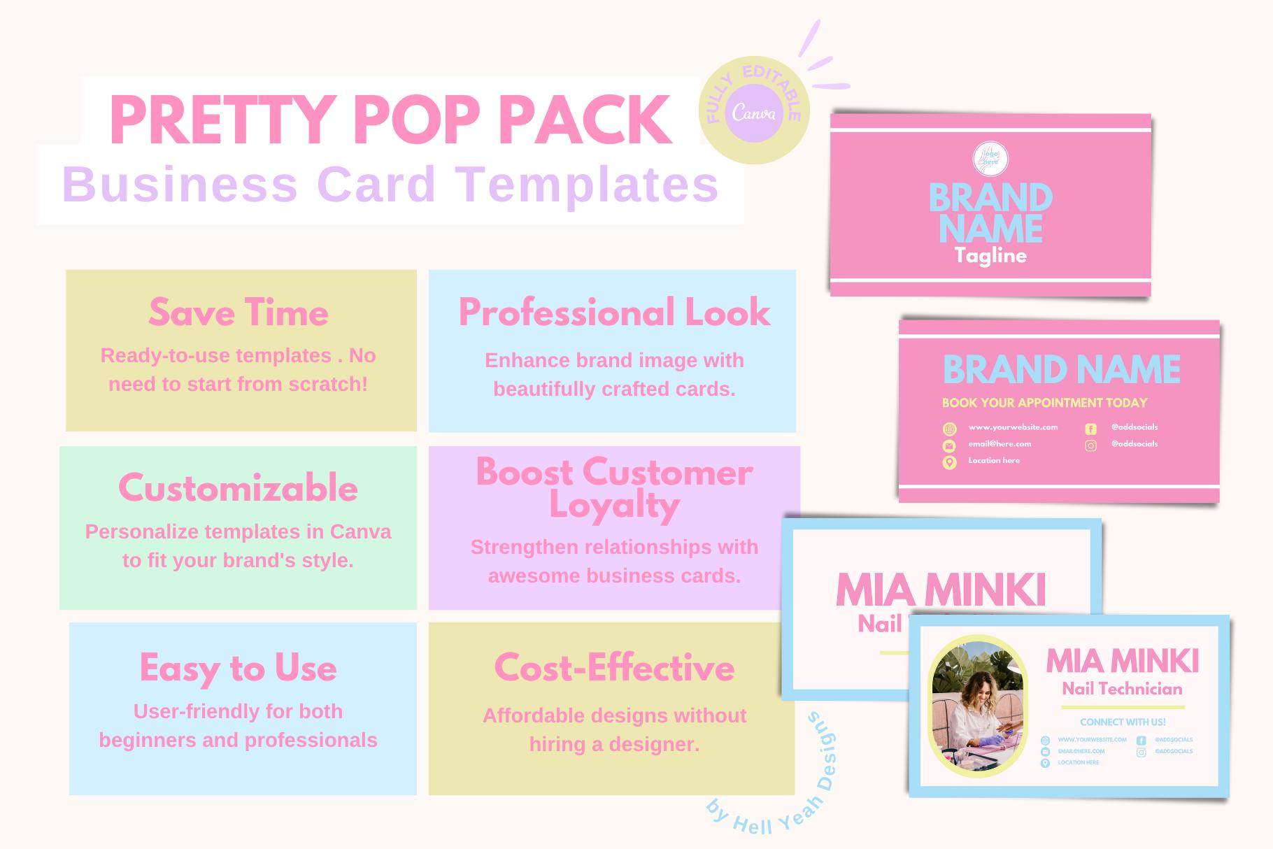 Pretty Pop Business Card Canva Templates - Etsy