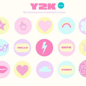 Y2K Instagram Highlight Covers Templates CANVA - Etsy
