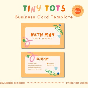 Tiny Tots Business Card Canva Template - Etsy
