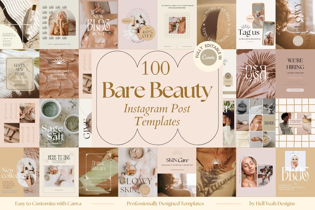 100 Bare Beauty Instagram Portrait Post Templates | Fully Editable in ...