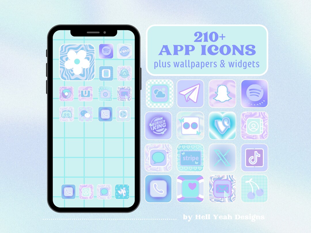 210+ Cool Y2k Blue & Purple Vibe App Icon Packs IOS - Etsy