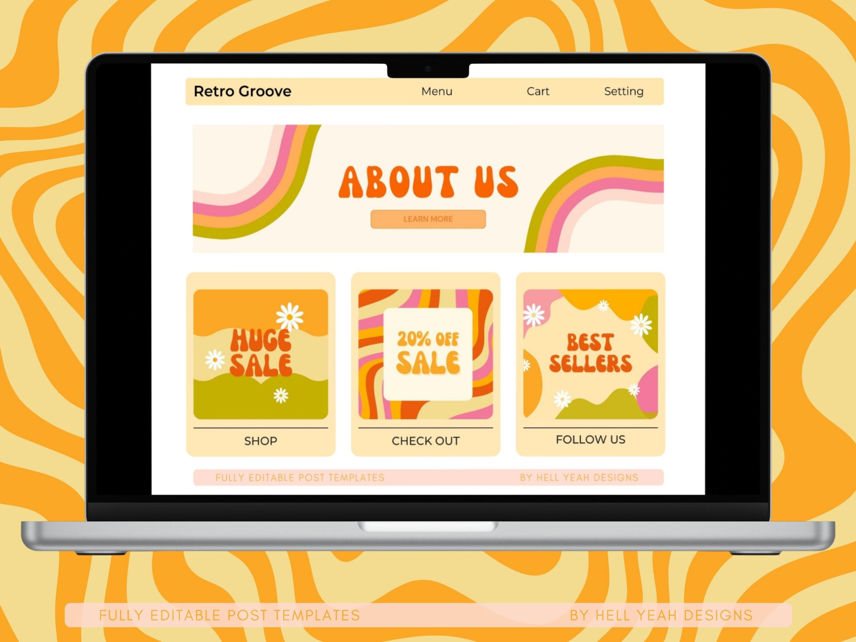 Retro Groove Website Banner Templates Bundle Fully Editable in Canva - Etsy