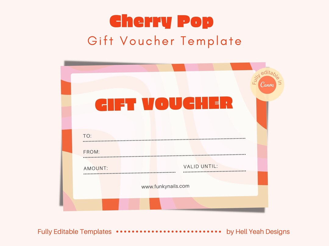 Cherry Pop Gift Voucher Template Design, Edtable in Canva - Etsy