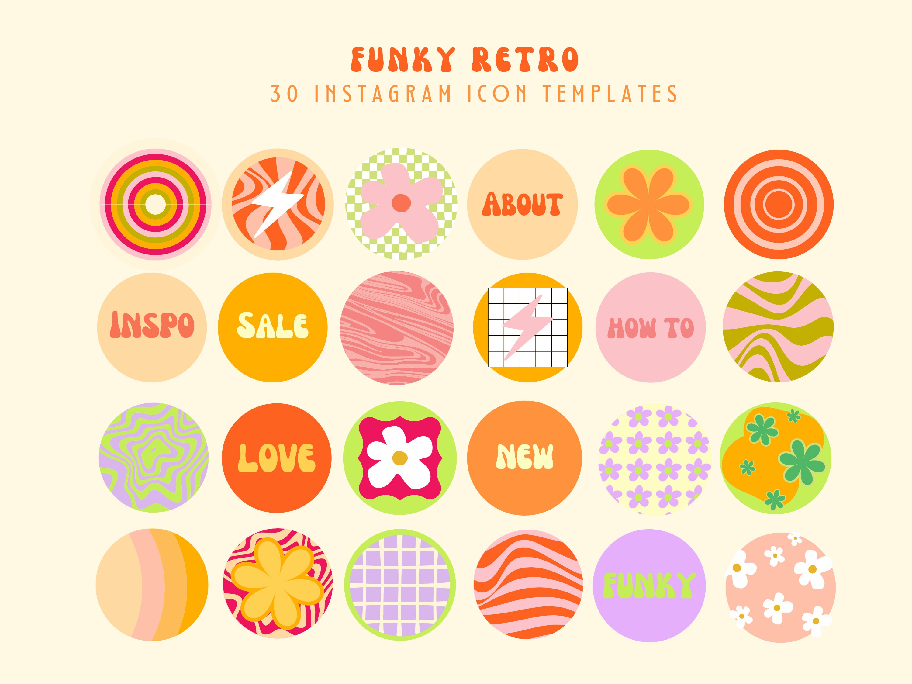 Funky Retro Instagram Icon Highlight Covers - Etsy