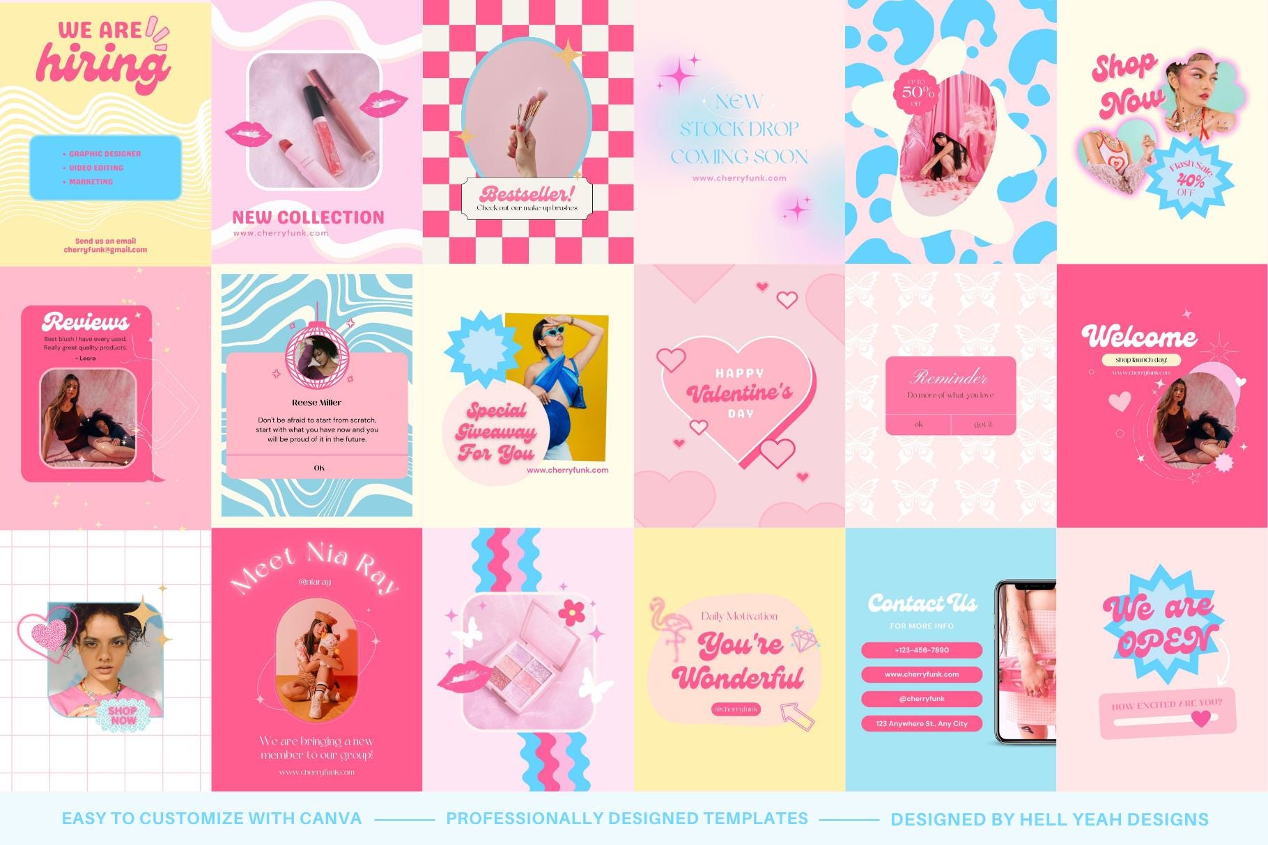 Barbiecore Girly Vibes Instagram Post Templates Canva - Etsy
