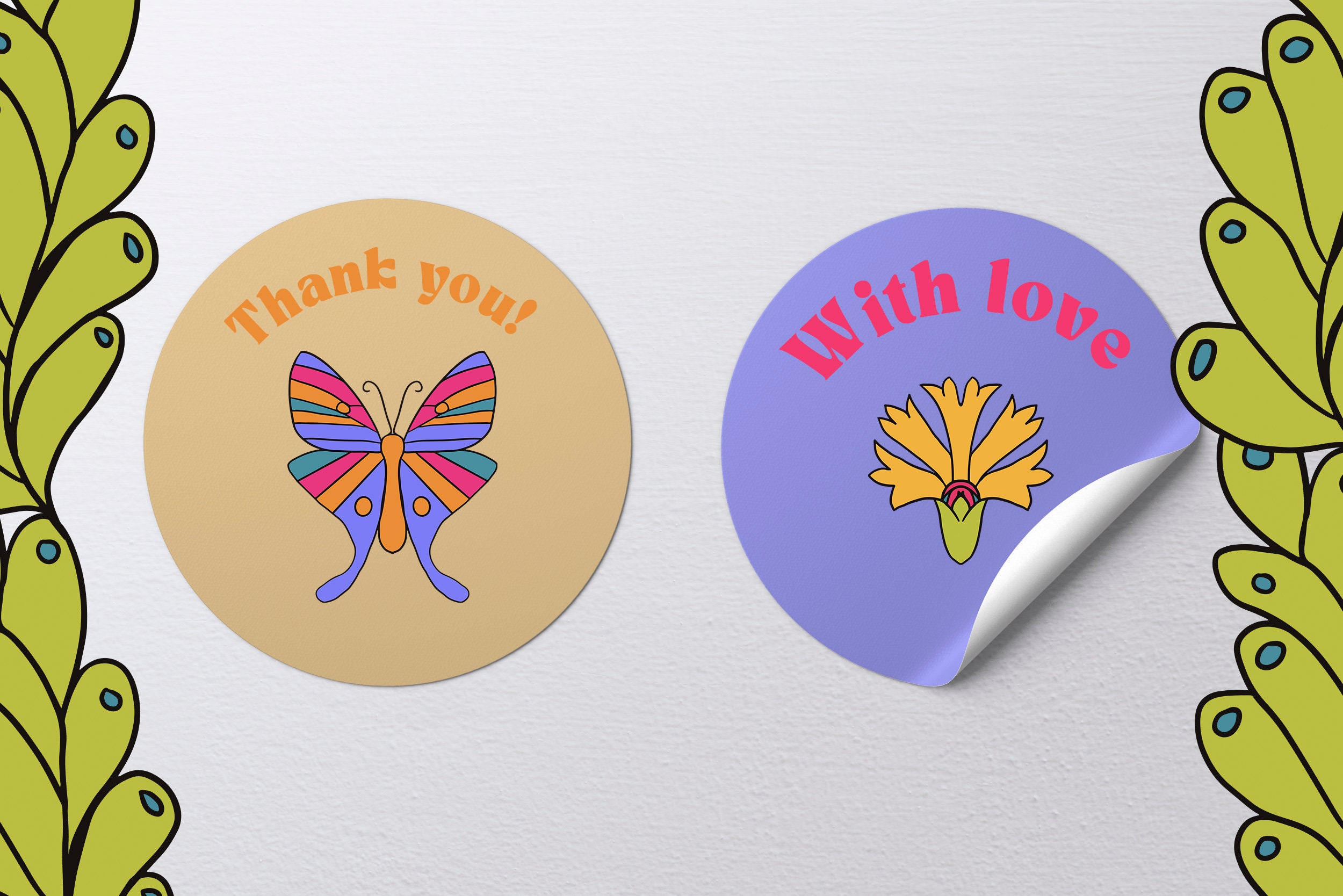 Groovy 60s Vibe Shapes Set Bright Clipart Graphic Design - Etsy