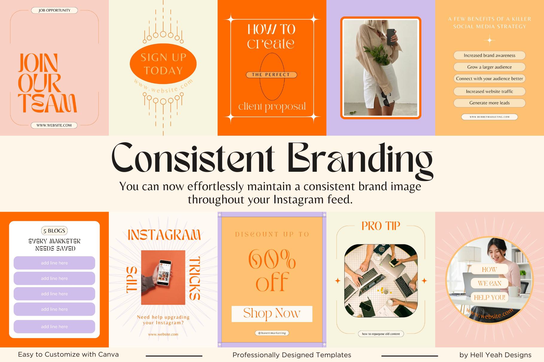 Coaching Post Templates Canva, Colorful Funky Instagram Templates - Etsy