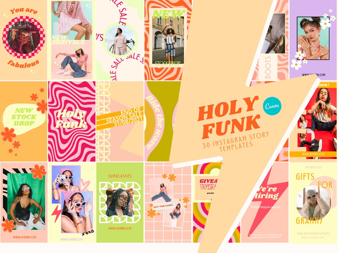 FUNKY INSTAGRAM BUNDLE Editable Canva Templates | Etsy