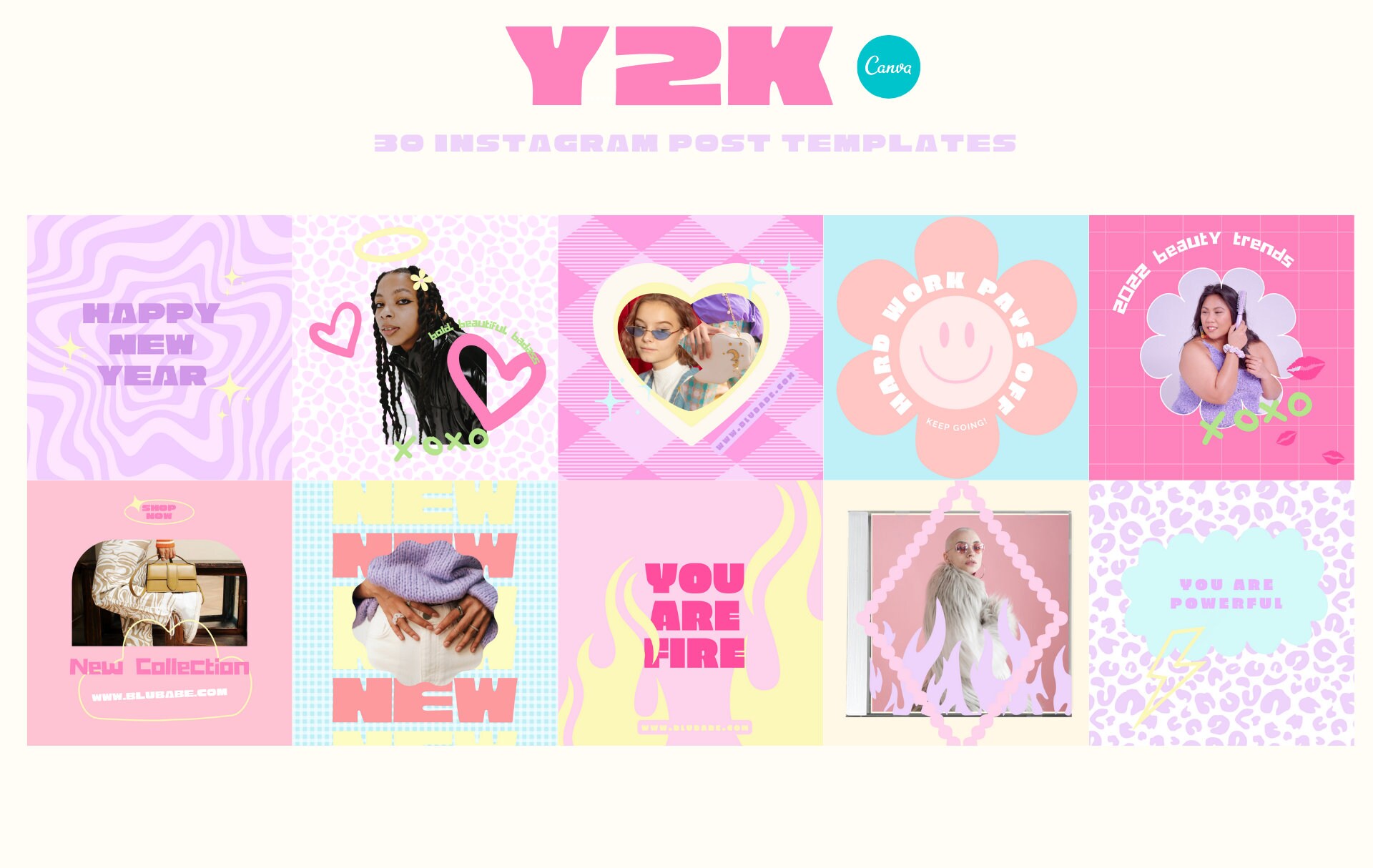 Y2K INSTAGRAM BUNDLE Post Story Icon Canva Templates | Etsy