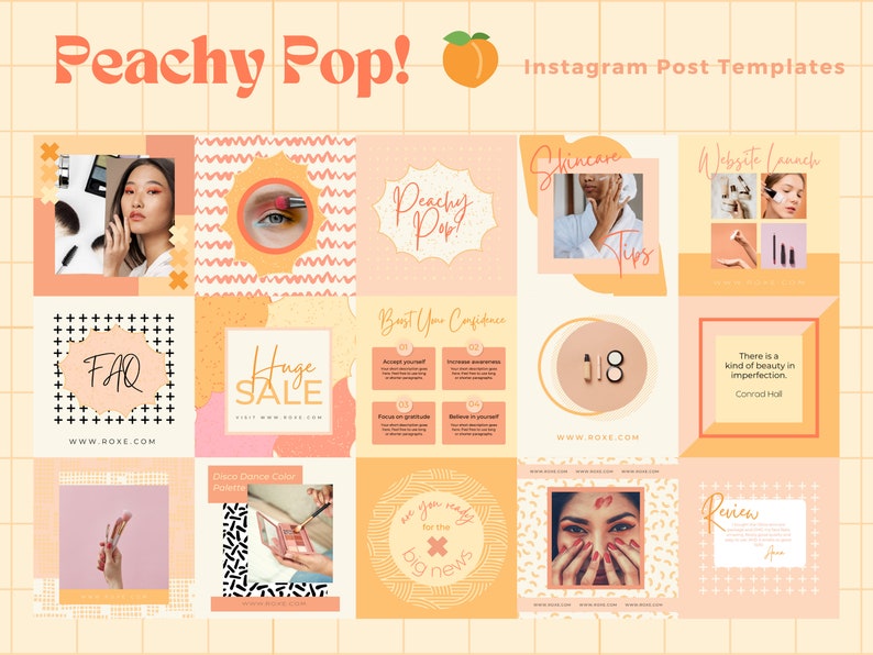 Peachy Pop Instagram Post Templates Canva - Etsy