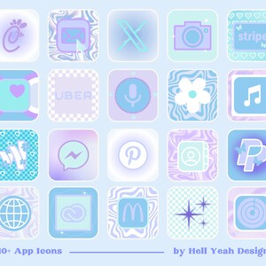 210+ Cool Y2k Blue & Purple Vibe App Icon Packs IOS - Etsy
