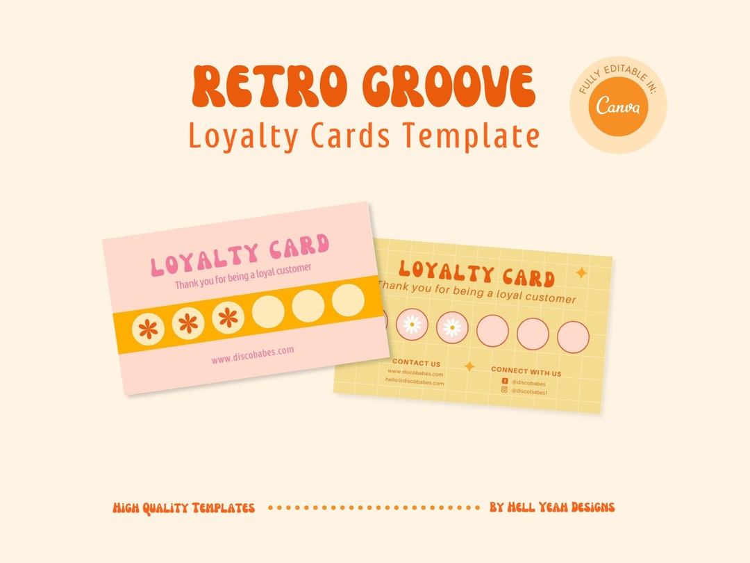 Retro Groove Loyalty Card Canva Templates - Etsy