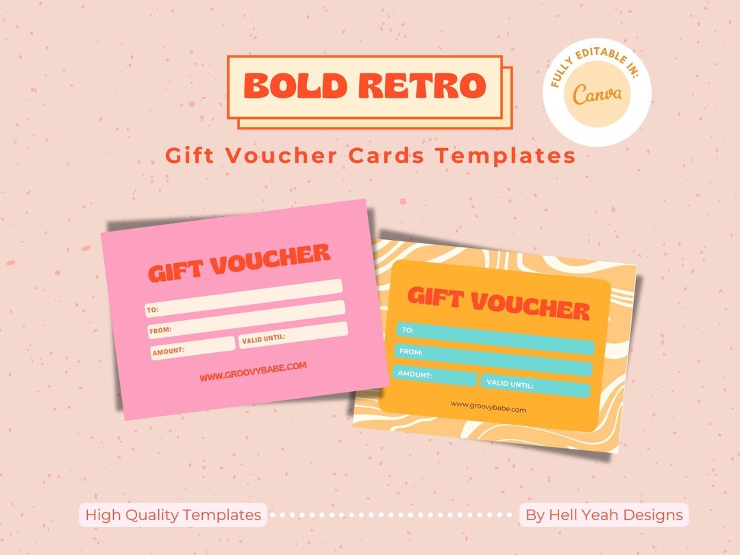 Bold Retro Gift Voucher Template Design, Edtable in Canva - Etsy
