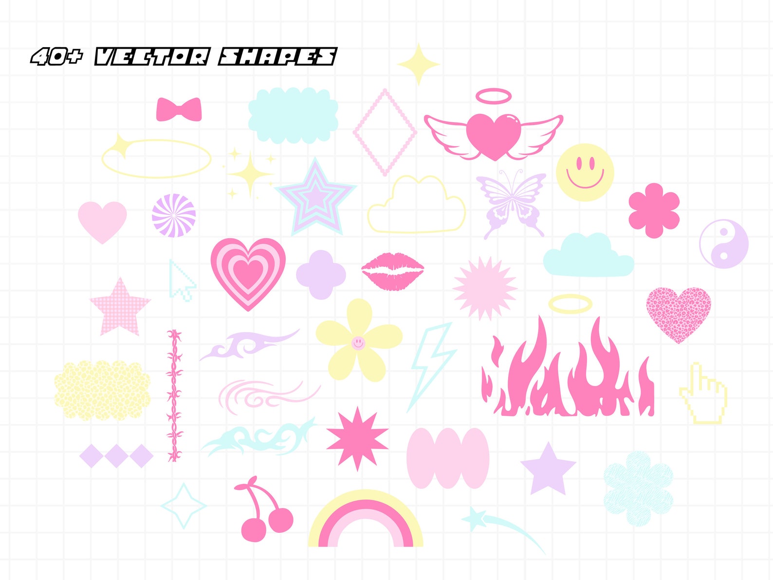 Y2K Shapes Set, 2000S Clipart Bundle, SVG PNG EPS - Etsy