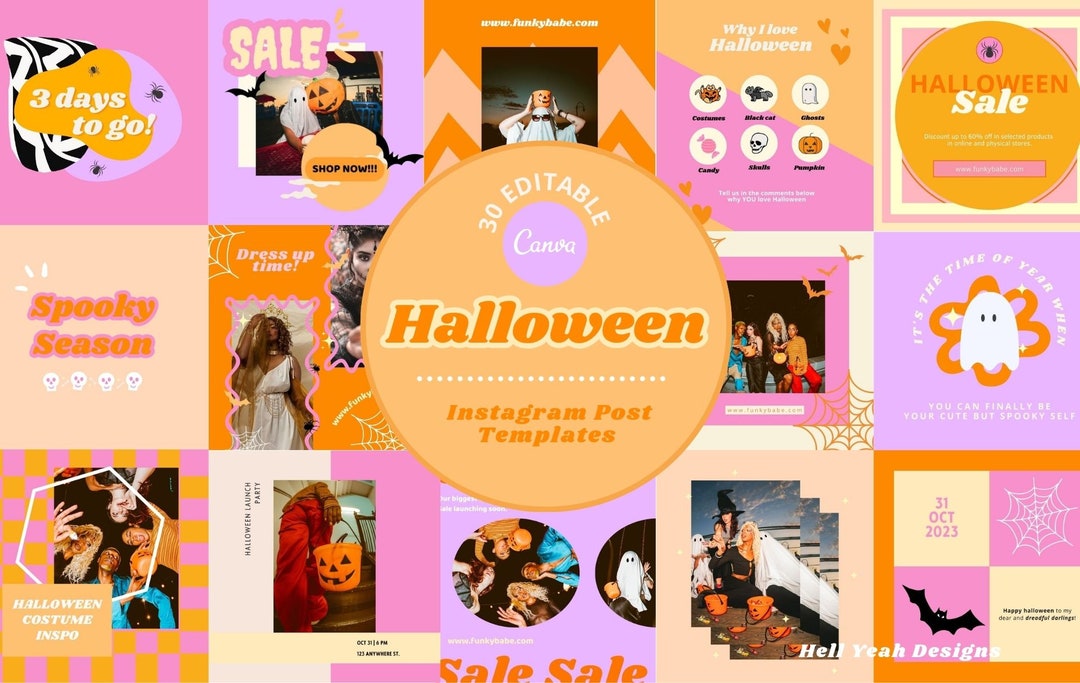 Halloween Instagram Canva Templates, Engaging Content Templates, Cute ...