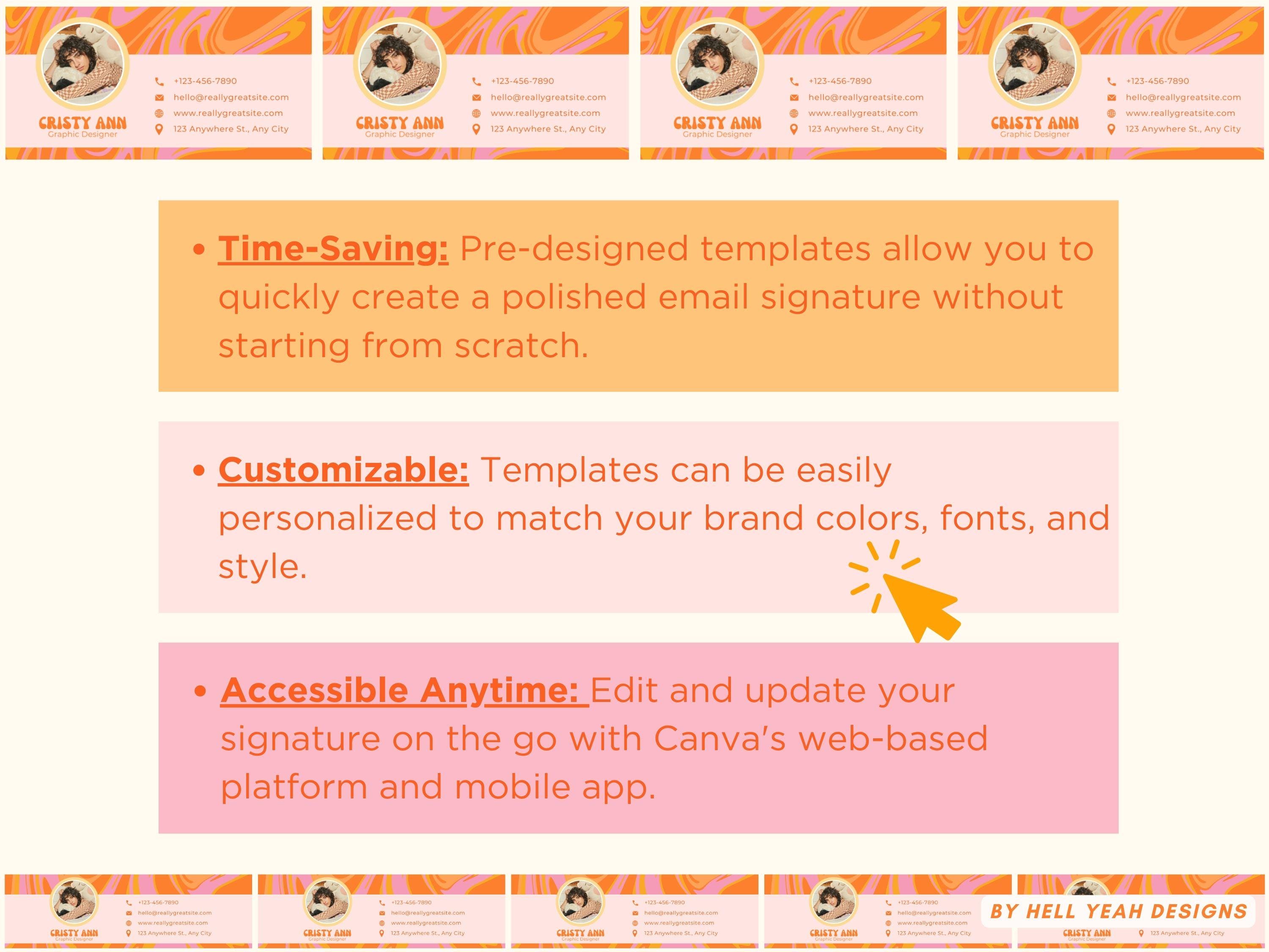 Retro E-mail Signature Template Design, Edtable in Canva - Etsy