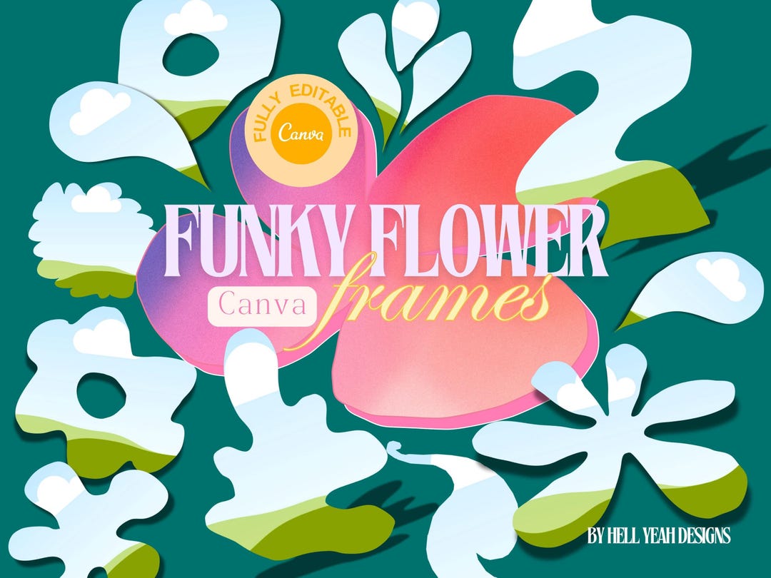 Funky Flowers Canva Frames Bundle - Etsy