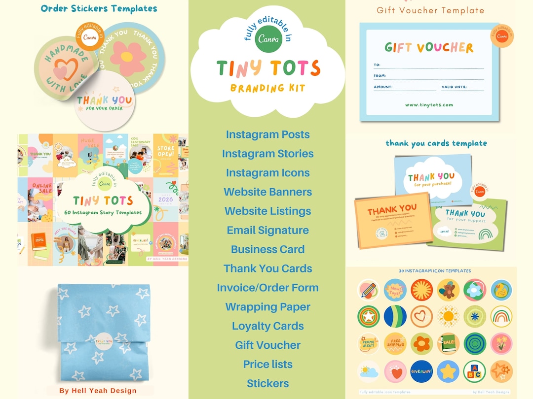 Tiny Tots Ultimate Branding Kit, Editable Brand Identity Canva ...