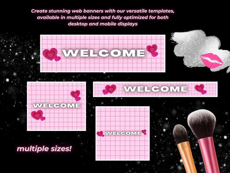 Glam Girl Web Banners Templates Fully Editable in Canva - Etsy