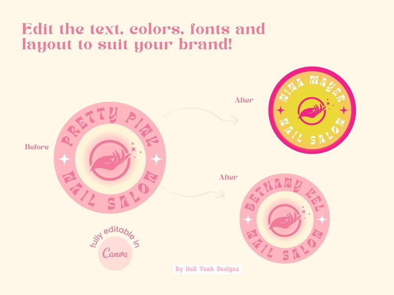 Pre-made Logo Templates Editable Canva Logo Designs Pink - Etsy