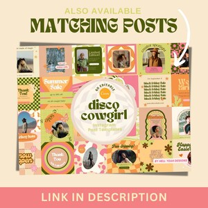 Disco Cowgirl Instagram Story Templates: 60 Retro Canva Designs ...