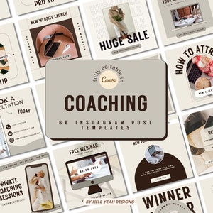 60 Coaching Instagram POST Templates Fully Editable in Canva, - Etsy