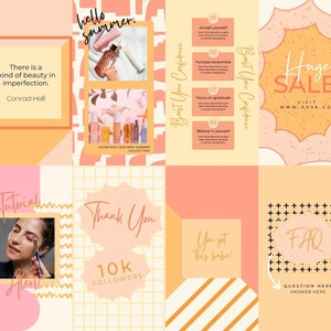 Peachy Pop Instagram Story Templates, Fully Editable in Canva - Etsy