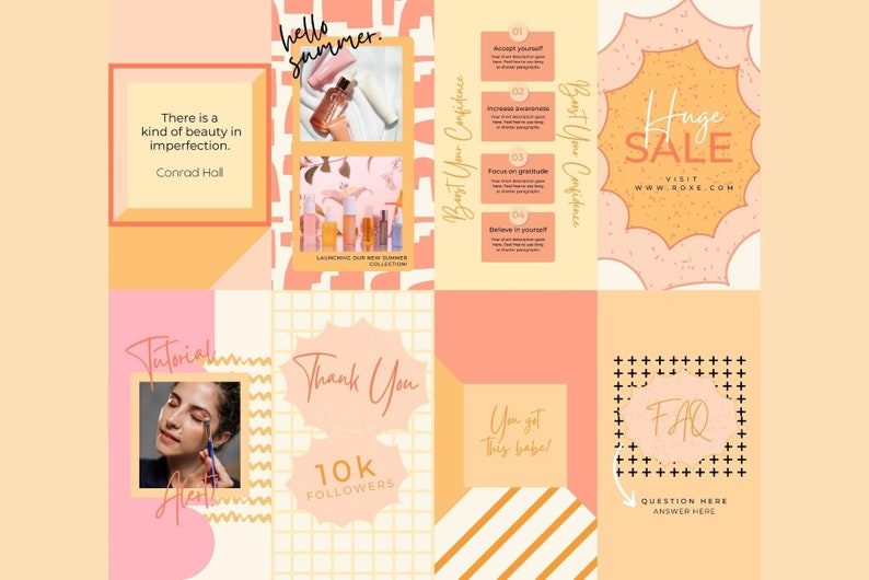 Peachy Pop Instagram Story Templates Fully Editable in Canva - Etsy