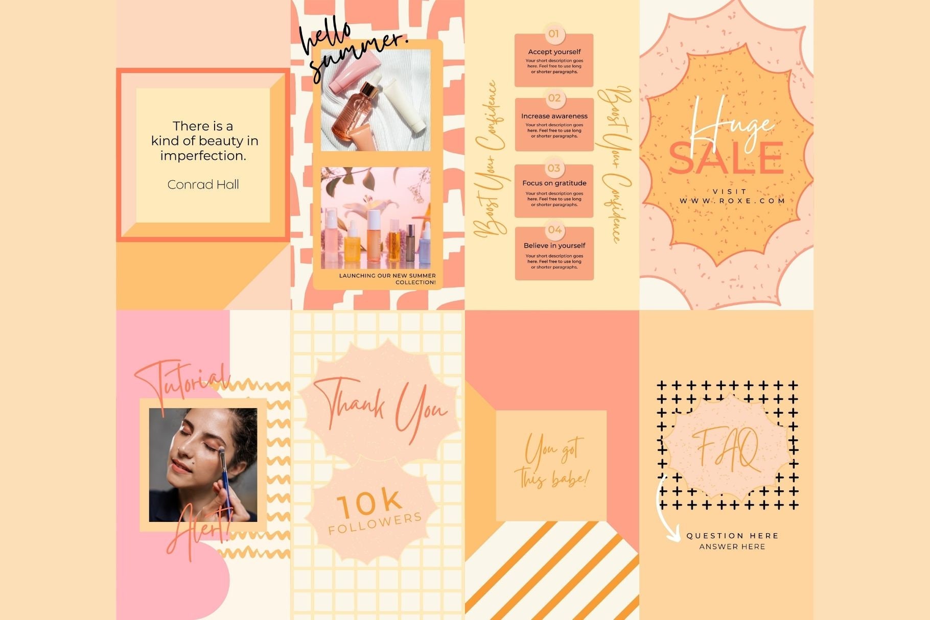 Peachy Pop Instagram Story Templates, Fully Editable in Canva - Etsy