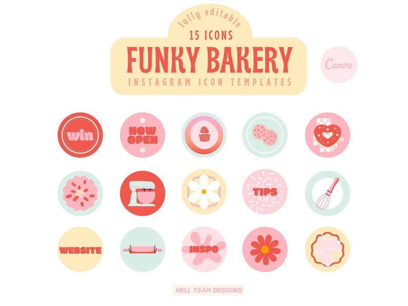 Funky Instagram Icon Covers Canva Templates - Etsy