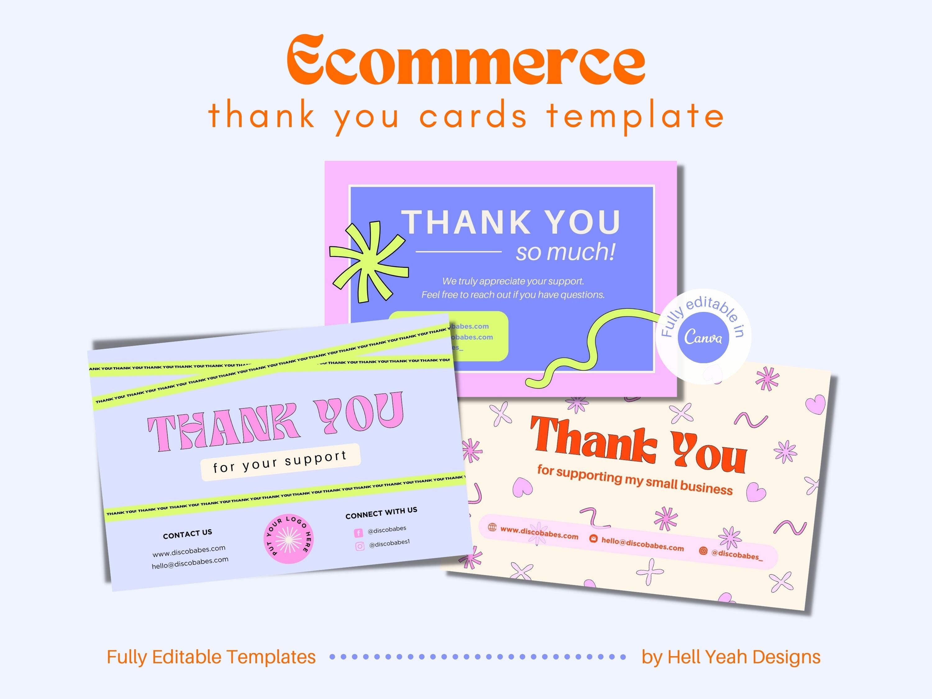Ecommerce Thank You Card Templates Canva, Thank You Card for Order ...