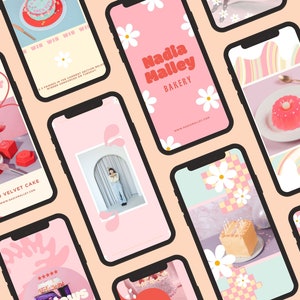 Funky Instagram STORY Template for Canva, Fun Bakery Branding - Etsy