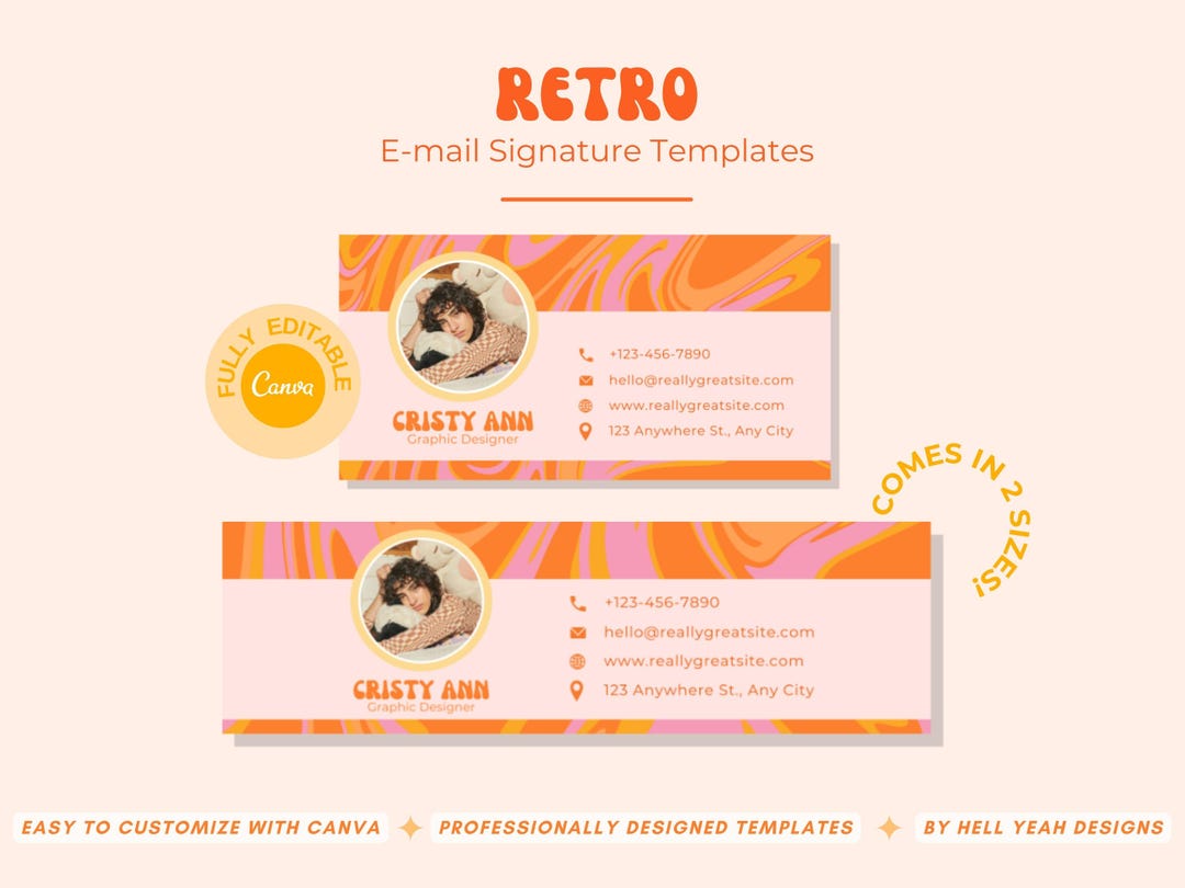 Retro E-mail Signature Template Design, Edtable in Canva - Etsy