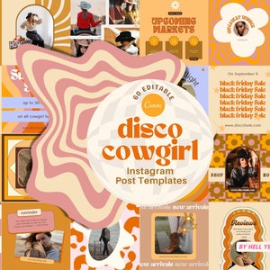 60 Disco Cowgirl Instagram Post Templates Canva - Etsy