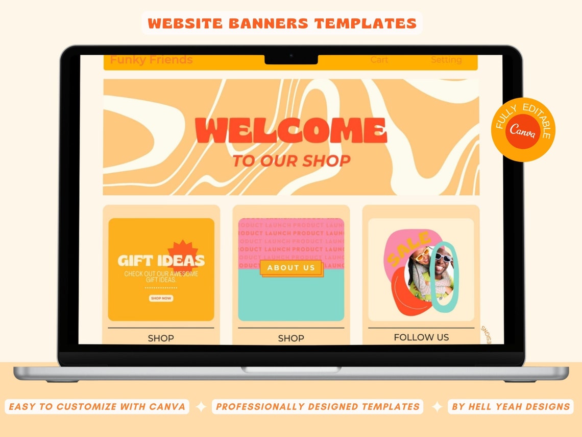 Bold Retro Website Banner Templates Bundle Fully Editable in Canva - Etsy