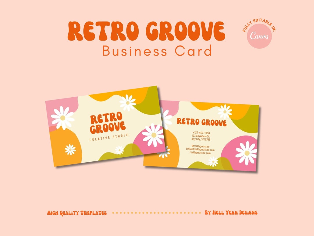 Retro Groove Business Card Canva Template - Etsy