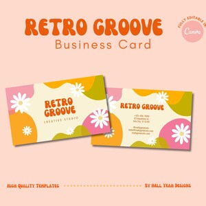 Retro Groove Business Card Canva Template - Etsy