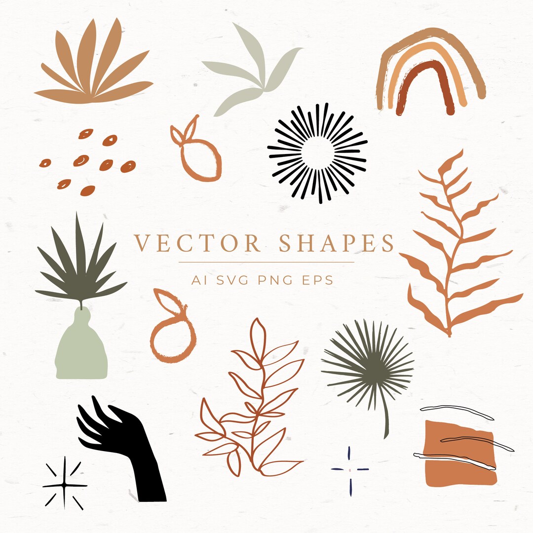 Boho Clipart Shapes SVG Set Vector Shapes Png Modern Shapes - Etsy