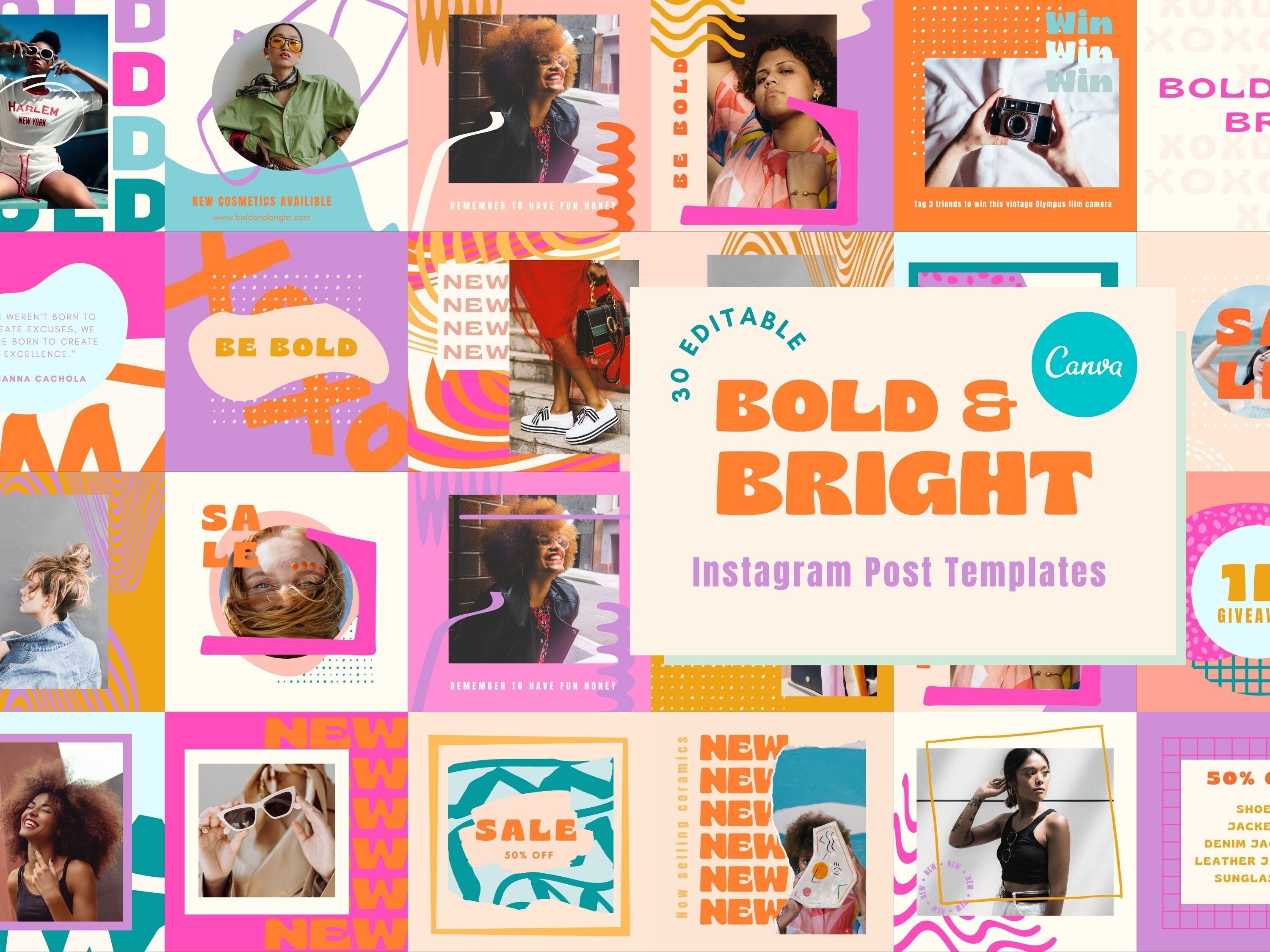 Modèles Instagram POST audacieux et lumineux pour Canva, modèles ...