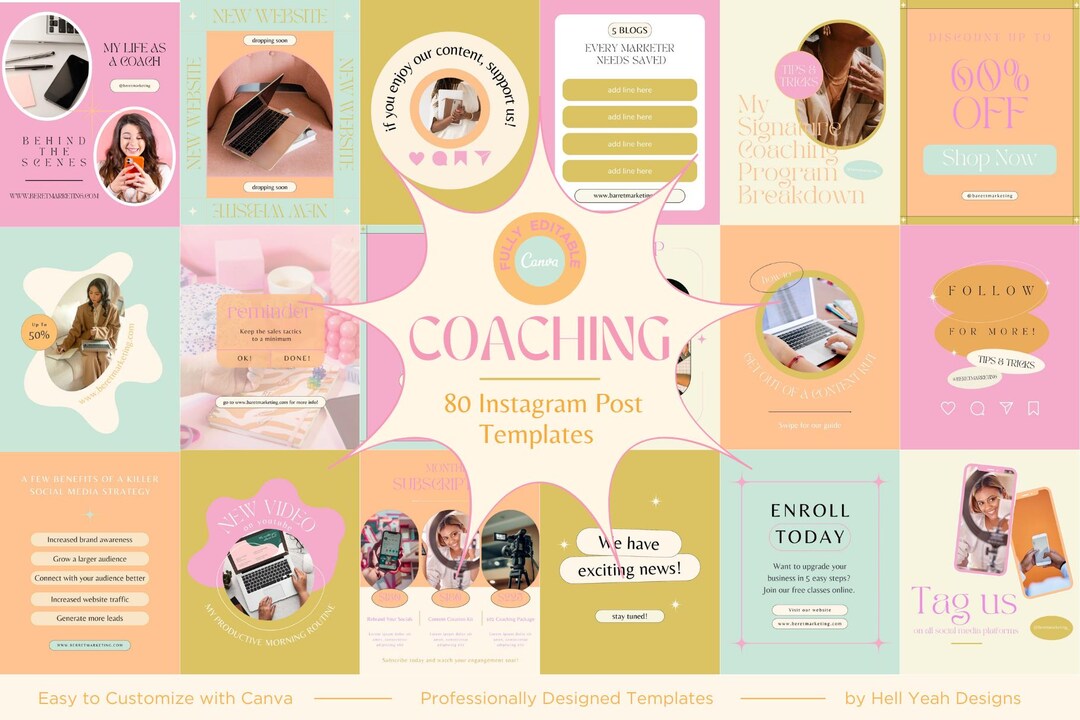 80 Bright Coaching Instagram Post Templates - Etsy