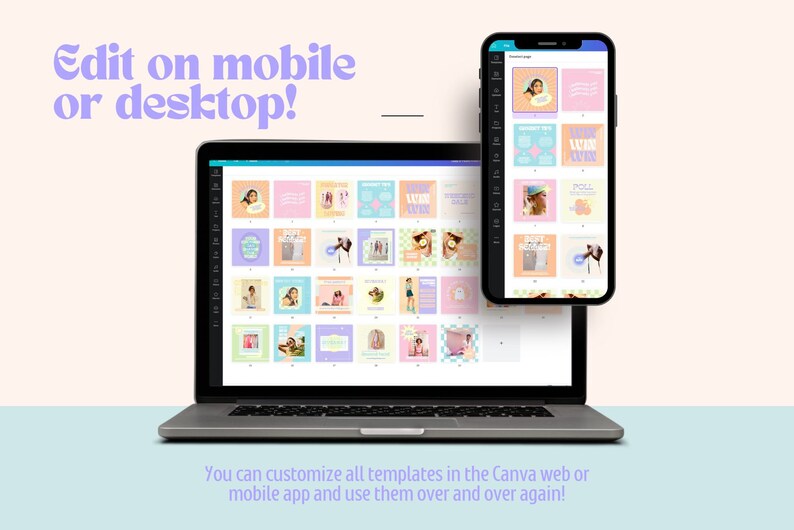 Pastel Power Post Templates Canva Ecommerce Instagram - Etsy